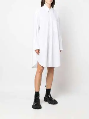 Palm Angels Rhinestone Logo Shirt Dress - White