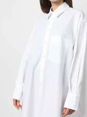 Palm Angels Rhinestone Logo Shirt Dress - White