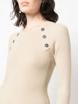 John Richmond Button-embellished Dress - Neutrals