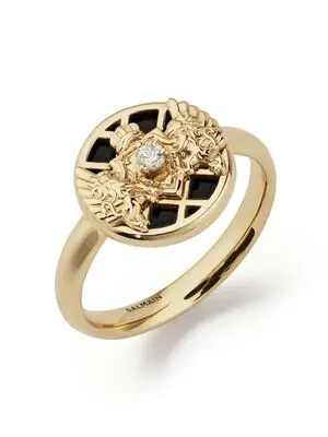 Balmain 18kt Yellow Emblem Diamond Ring