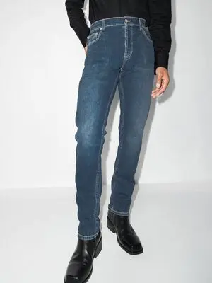 Alexander McQueen Embroidered Logo Straight-leg Jeans - Blue