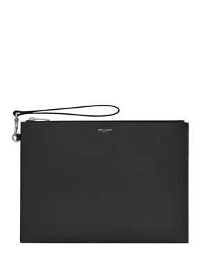 Saint Laurent Logo Zipped Clutch - Black