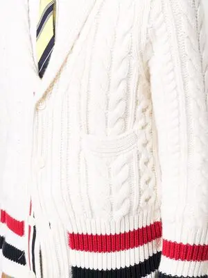 Thom Browne Rwb-stripe Cable-knit Cardigan