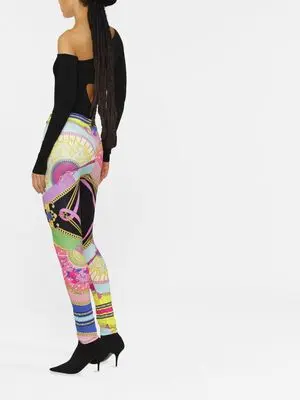 Versace All-over Graphic-print Leggings - Pink