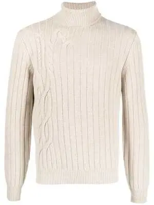 Corneliani Cable-knit Roll-neck Jumper - Neutrals