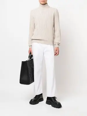 Corneliani Cable-knit Roll-neck Jumper - Neutrals