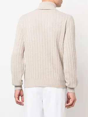 Corneliani Cable-knit Roll-neck Jumper - Neutrals