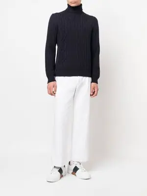 Corneliani Roll-neck Cable-knit Jumper - Blue