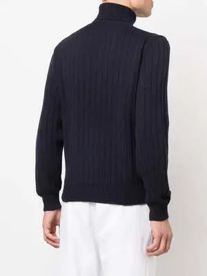 Corneliani Roll-neck Cable-knit Jumper - Blue