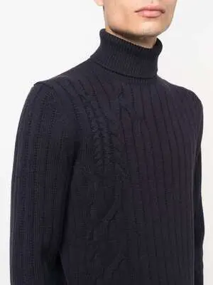 Corneliani Roll-neck Cable-knit Jumper - Blue