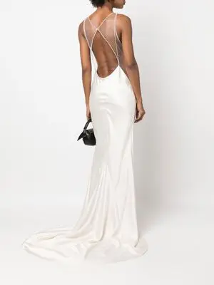 MAISON MARGIELA Satin Fishtail Gown - Neutrals