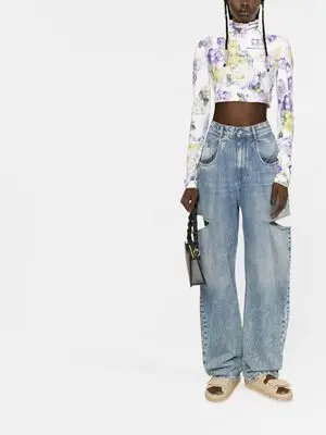 Off-White Floral-print Cropped Top
