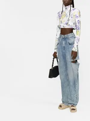 Off-White Floral-print Cropped Top