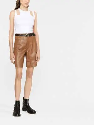 FRAME High-waisted Leather Shorts