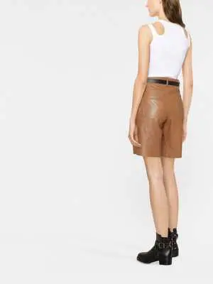 FRAME High-waisted Leather Shorts