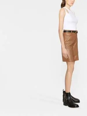 FRAME High-waisted Leather Shorts