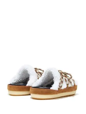 Moon Boot Shearling Mule Slippers - Brown