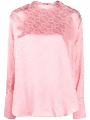 Stella McCartney Geometric-pattern Long-sleeved Blouse - Pink