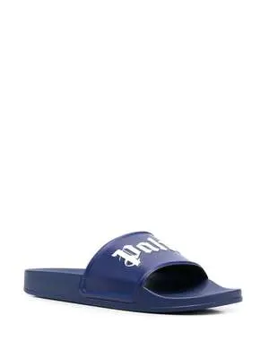 Palm Angels Logo-print Slides - Blue