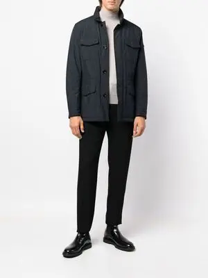 MOORER Button-fastening Long-sleeve Jacket - Blue