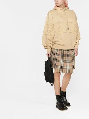 Gcds Logo-motif Cotton Hoodie - Neutrals