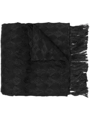 MAISON MARGIELA Logo-embroidered Silk Scarf - Black