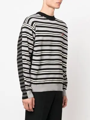 Kenzo Floral-embroidered Striped Jumper - Grey