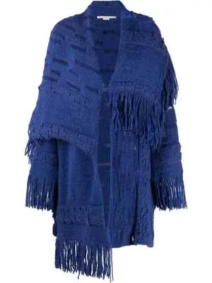 Stella McCartney Asymmetric Fringed Cardigen-coat - Blue
