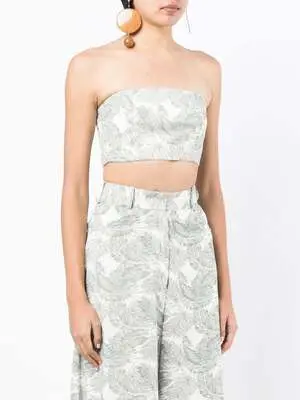 BAMBAH Palm Leaf-print Bustier Top