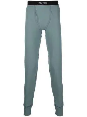 TOM FORD Logo-waistband Cotton Lounge Pants - Blue