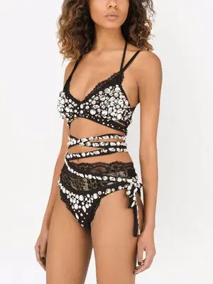 Dolce & Gabbana Rhinestone-embellished Crossover Bikini