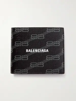 Balenciaga Logo-print Cross-grain Leather Billfold Wallet - Black