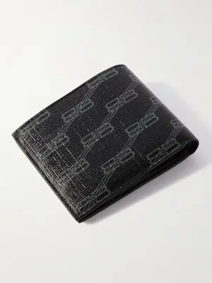 Balenciaga Logo-print Cross-grain Leather Billfold Wallet