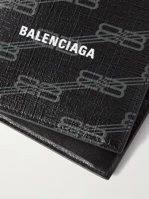 Balenciaga Logo-print Cross-grain Leather Billfold Wallet