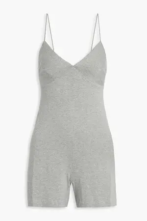 Norma Kamali Mélange Stretch-jersey Playsuit - Light Gray