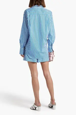 FRAME Oversized Striped Cotton Poplin Shirt