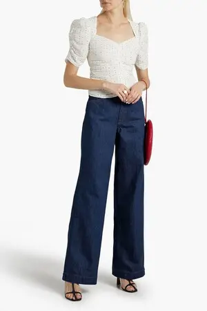 FRAME Le Italien High-rise Wide-leg Jeans - Dark Denim