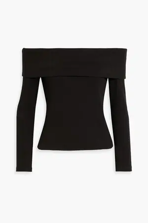 Veronica Beard Fawcett Off-the-shoulder Ribbed Cotton-blend Top