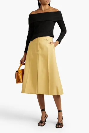 Veronica Beard Fawcett Off-the-shoulder Ribbed Cotton-blend Top