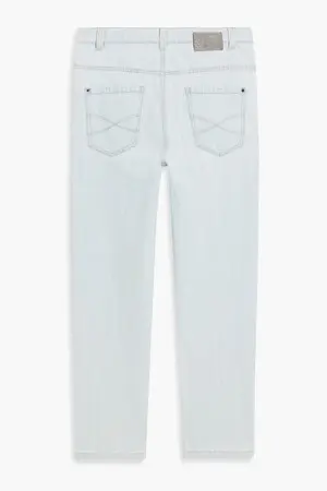 Brunello Cucinelli Bead-embellished Tapered Jeans - Light Denim