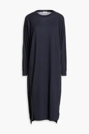 Brunello Cucinelli Beadembellished Wool And Cashmereblend Dress - Midnight Blue