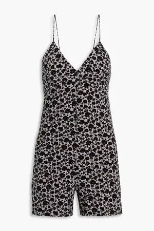 Norma Kamali Floralprint Jersey Playsuit - Lilac
