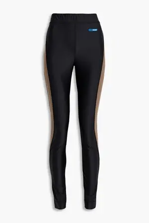GANNI Appliquéd Striped Stretch Leggings - Black