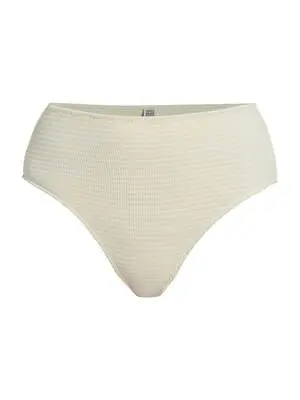 TOTEME Women's Smocked High-Waisted Bikini Bottom - Tofu  Tofu