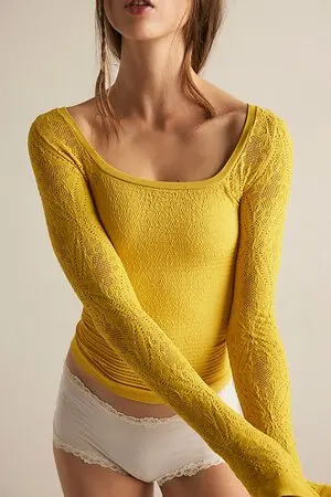 Free People Seamless Long Sleeve Top - Nectar Yellow