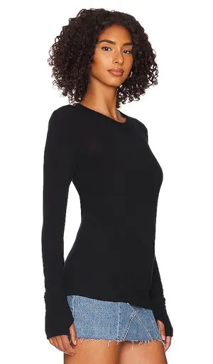 Enza Costa Cashmere Easy Cuffed Crew - Black