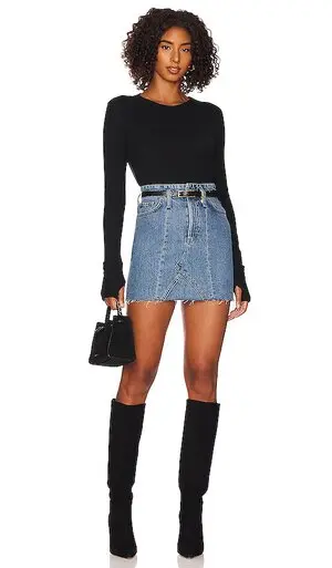 Enza Costa Cashmere Easy Cuffed Crew - Black