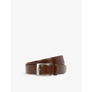 DENTS Logo-engraved Leather Belt - Gloss Mid Brown