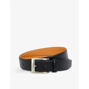 DENTS Logo-engraved Leather Belt - Matt Black
