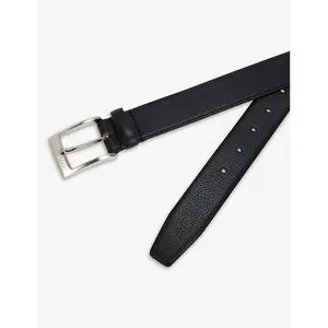 DENTS Logo-engraved Leather Belt - Matt Black